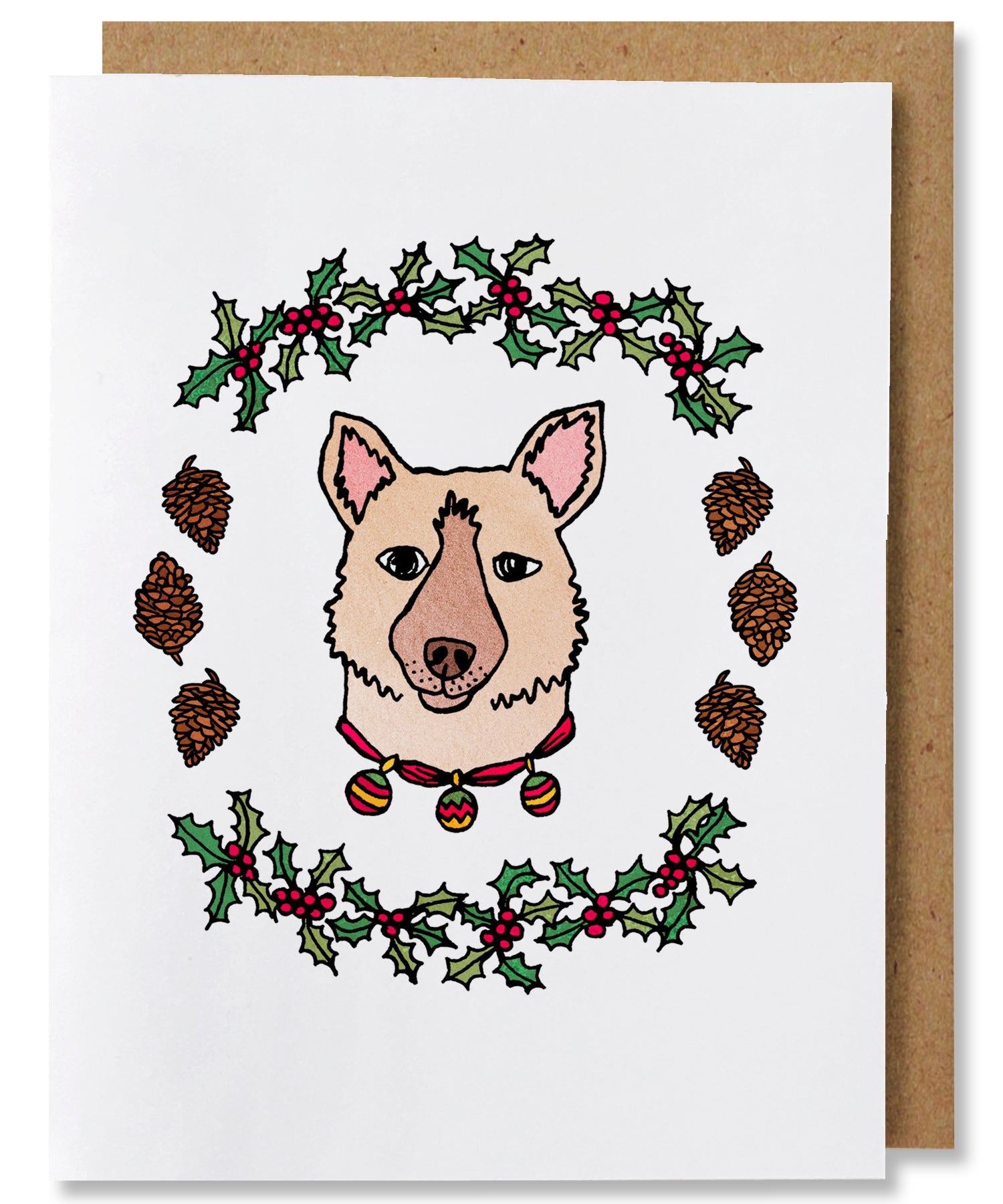 Holly Jolly Husky - Illustrated Dog Christmas Card – NANU Studio
