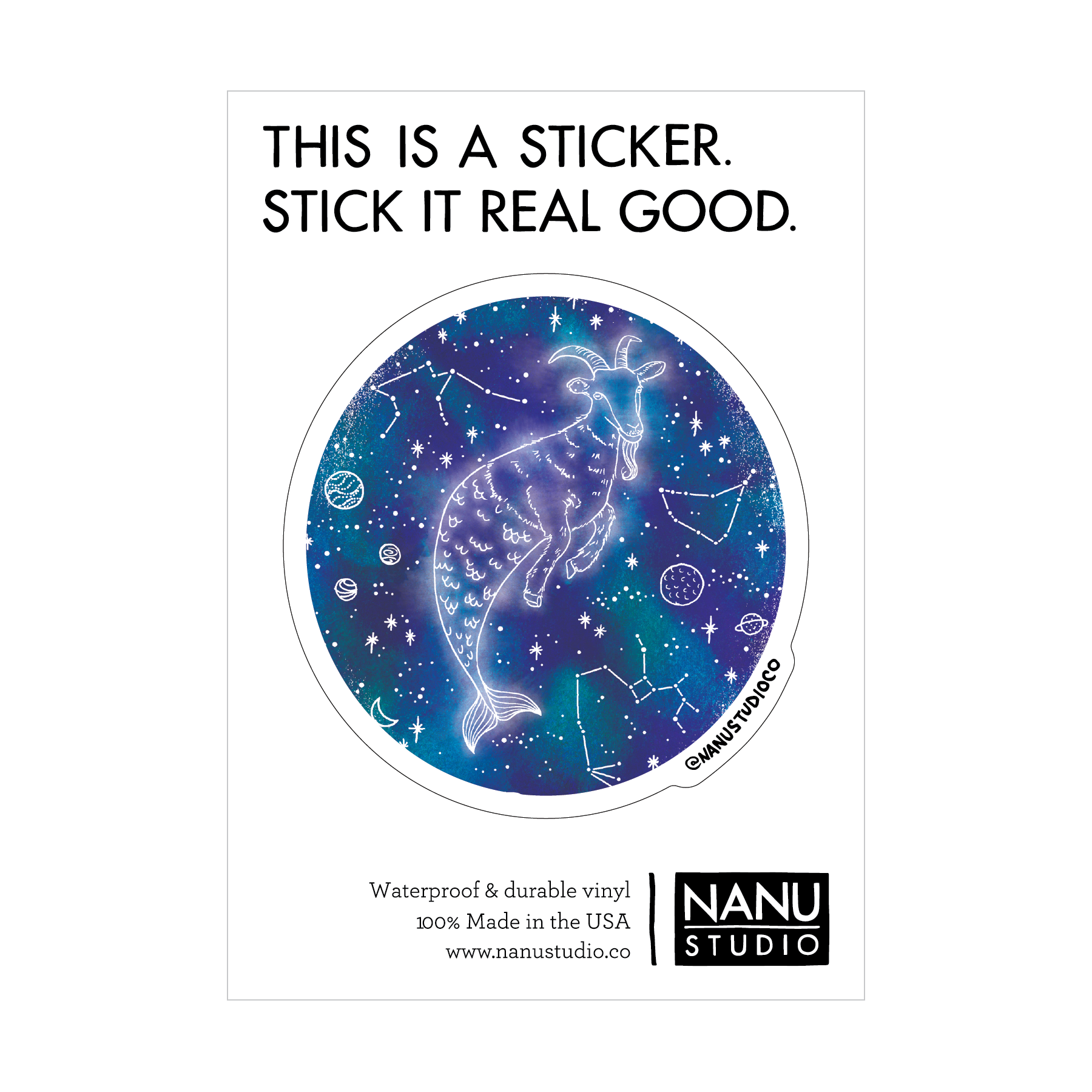 Zodiac Sticker - Capricorn - Illustrated Cosmic Stars – NANU Studio