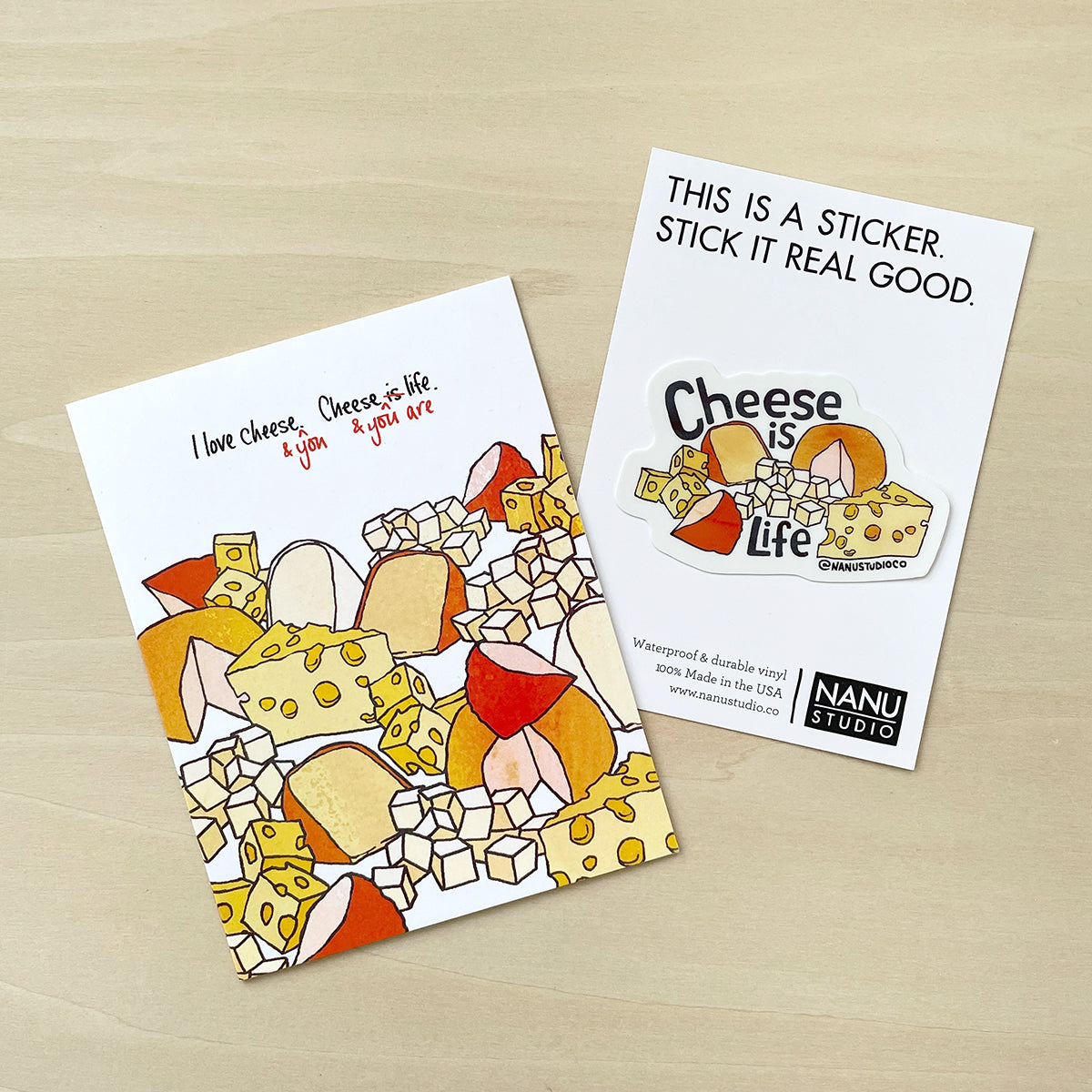 Cheese is Life - Illustrated Funny Food Sticker – NANU Studio