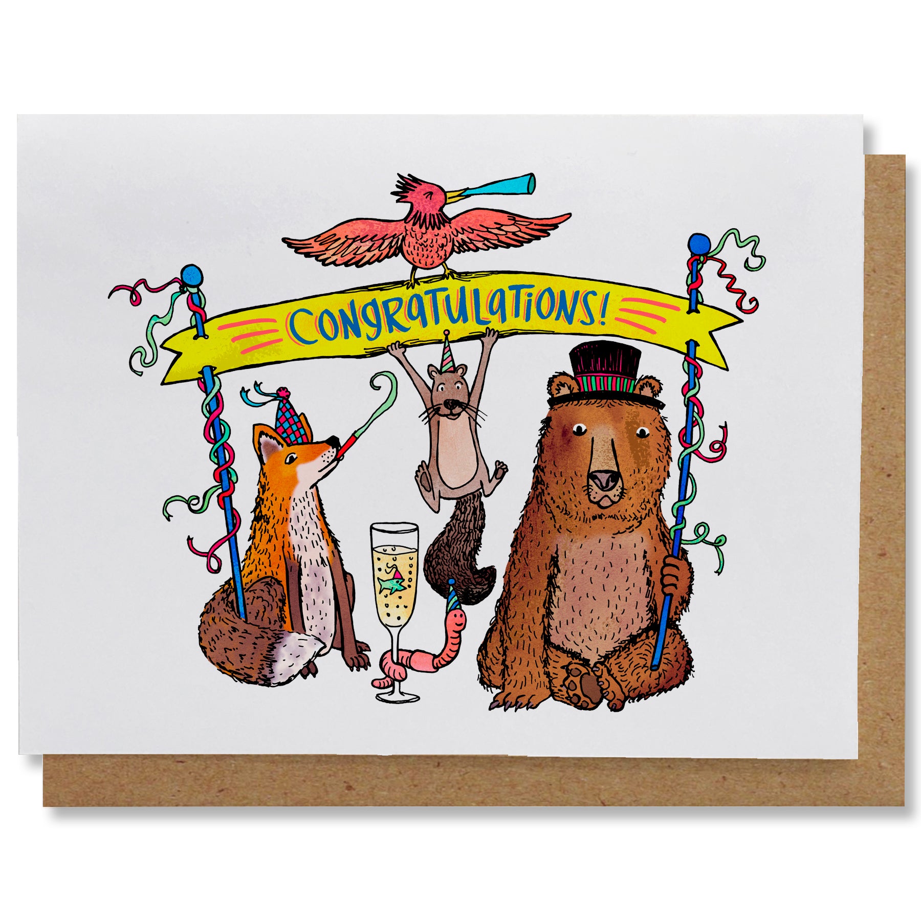 Congratulations Party - Illustrated Animals Congrats Card – NANU Studio